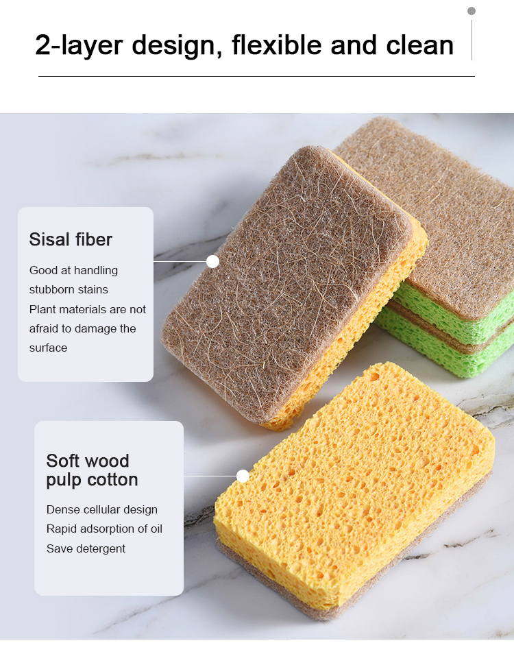 Kitchen Eco Natural Dishwashing Cellulose Coconut Sisal Walnut Sponge ...